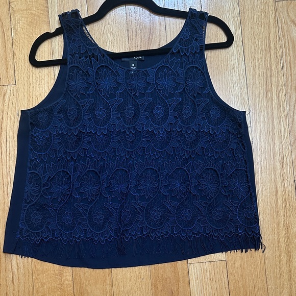 Aqua | Tops | Aqua Midnight Blue Floral Lace Tank Top | Poshmark